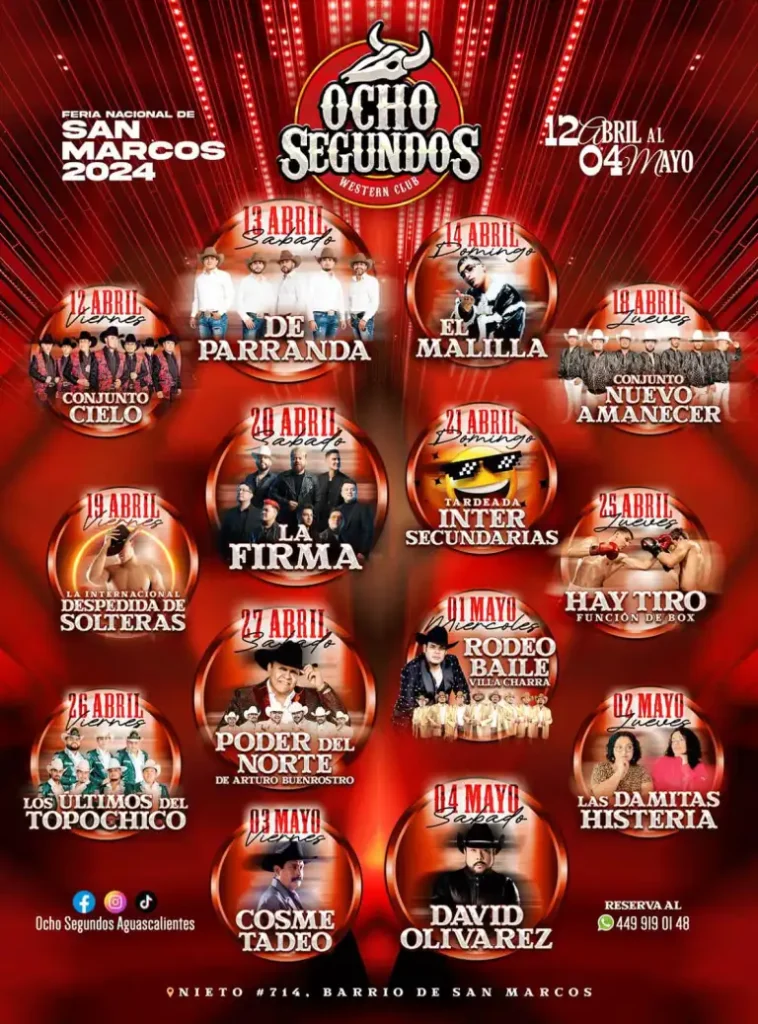 Cartel Ocho Segundos FNSM 2024 - Feria San Marcos